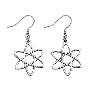Atom Science Symbol Earrings Chemistry Scientist Physicist Chemist Teacher Gift Science Lovers Jewelry Gifts (silver)
