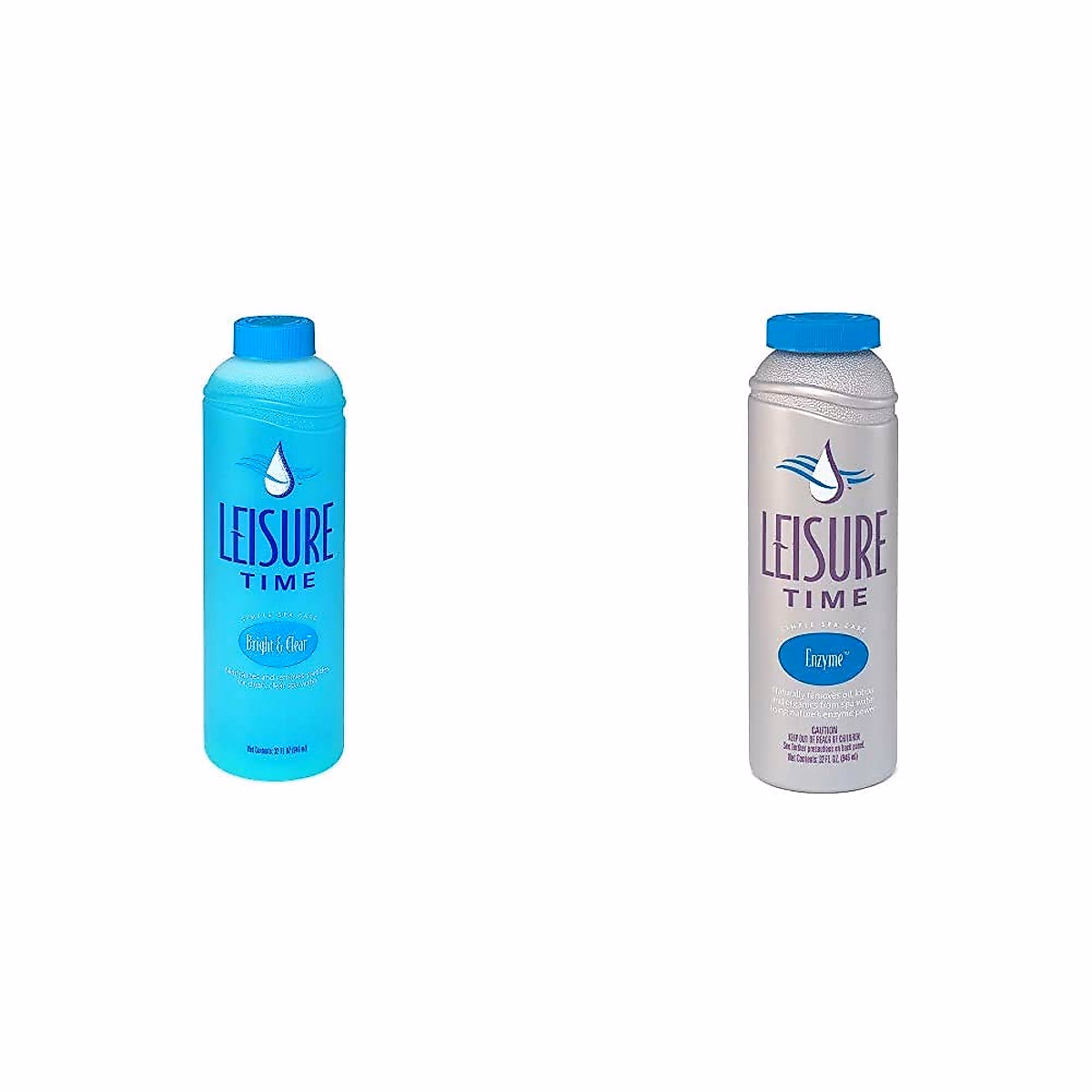 LEISURE TIME Spa Care Bundle - Bright and Clear Cleanser (32 fl Oz) + Enzyme Simple Care (32 fl Oz)