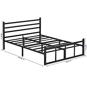 GreenForest Queen Bed Frame with Headboard Heavy Duty Metal Platform Mattress Foundation with Square Slats Support No Box Spring Needed, Black
