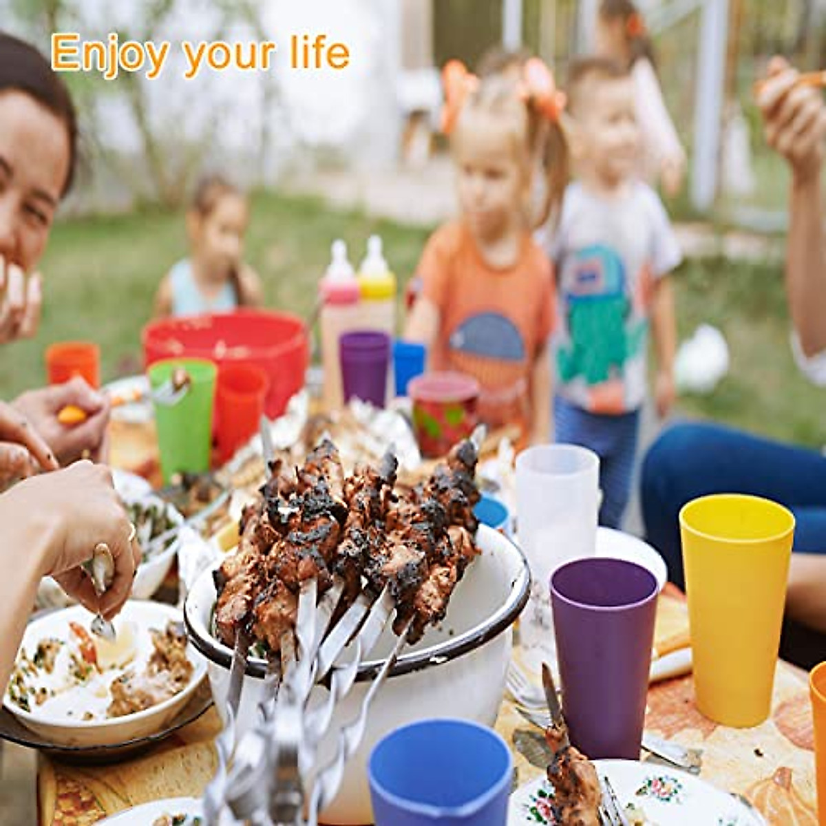 Kabob Skewers 20 PCS,Flat Metal Skewers for Grilling 15 inch Stainless Steel Grilling Skewers for Kabobs Shish Kabob Sticks Wide Reusable Grilling Skewers Set for Meat,Shrimp,Chicken,Sausage,Vegetable