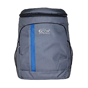 ecox Outdoors Cooler Backpack Insulated 20L About 30 can Capacity with Bottle Opener Padded Straps Lightweight and Easy to Carry Daytripper Grey BPC20LG