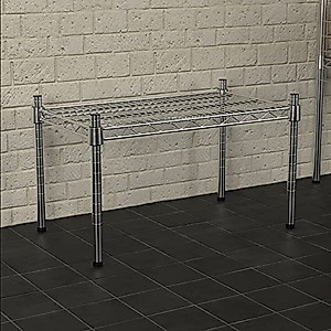 Krollen Industrial 14" x 24" NSF Chrome Wire Stationary Dunnage Storage Rack with 14" Posts Ideal for Commercial Kitchen Home Garage Warehouse Shelters