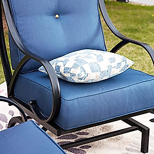 LOKATSE HOME 2 Piece Patio Outdoor Dining Chair Bistro Conversation Set Metal Frame Furniture with Cushion, Blue