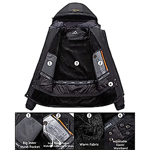 FTIMILD Men's Ski Jacket Waterproof Warm Winter Mountain Windbreaker Hooded Raincoat Snow Jackets