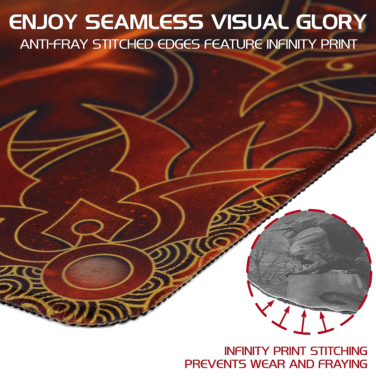 ENHANCE TCG Playmat - Tabletop Card Playmat with Stitched Edges, Smooth Surface, and Drawstring Travel Pouch - Compatible with MTG, YuGiOh, Pokemon, Lord of The Rings, and Other TCG and LCG - Flames