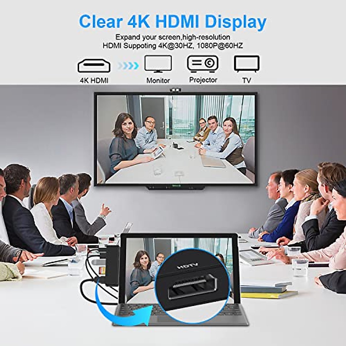 Surface Pro 9/10/11/X Accessories, Surface Pro 9 Docking Station with 4K HDMI, USB-C Thunerbolt 4 (Display+Data+PD Charging), 2 USB 3.0, SD/TF Card Reader for Surface Pro 9/Pro10/Pro11/ProX