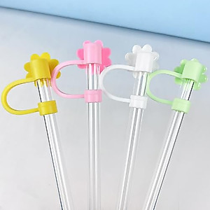 4Pcs Silicone Straw Covers Compatible with Stanley Cups, Dust-Proof Straw Caps for Water Bottles