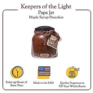 A Cheerful Giver - Maple Syrup Pancakes - 34oz Papa Scented Candle Jar with Lid - Keepers of the Light - 155 Hours of Burn Time, Gift for Women, Brown