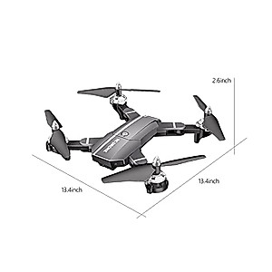 Mini Drone with 1080p Dual HD Camera, Intelligent Altitude Hold, Foldable Quadcopter HD FPV Camera Remote Control Toys Gifts for Beginner One-Touch Speed Adjustment - Blcak
