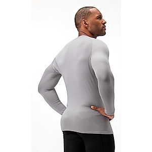 DEVOPS 2 Pack Men's Thermal Long Sleeve Compression Shirts (Large, Black/Light Grey)