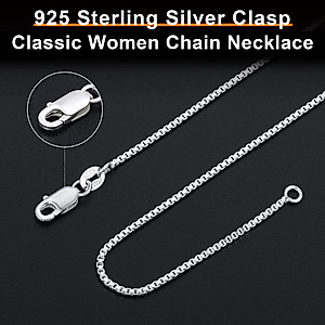 OCHCOH Sterling Silver Box Chain for Women, 20 Inches 925 Sterling Silver Necklace for Women Chains for Women 1.3mm Women Silver Chain Necklace for Women Jewelry Box Chains for Women Gifts