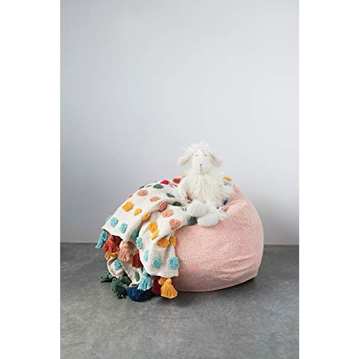 Creative Co-Op 60" L x 50" W Woven Cotton Tufted Dots & Tassels Throw, Multicolor