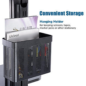 AW Rolling Computer Cart Adjustable Mobile PC Standing Workstation with Monitor Mount Keyboard Tray Printer CPU Holder Wheels for Shop Home Office Black