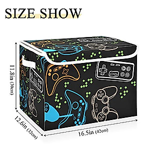 innewgogo Joysticks Video Game Storage Bins with Lids for Organizing Large Collapsible Storage Bins with Handles Oxford Cloth Storage Cube Box for Car