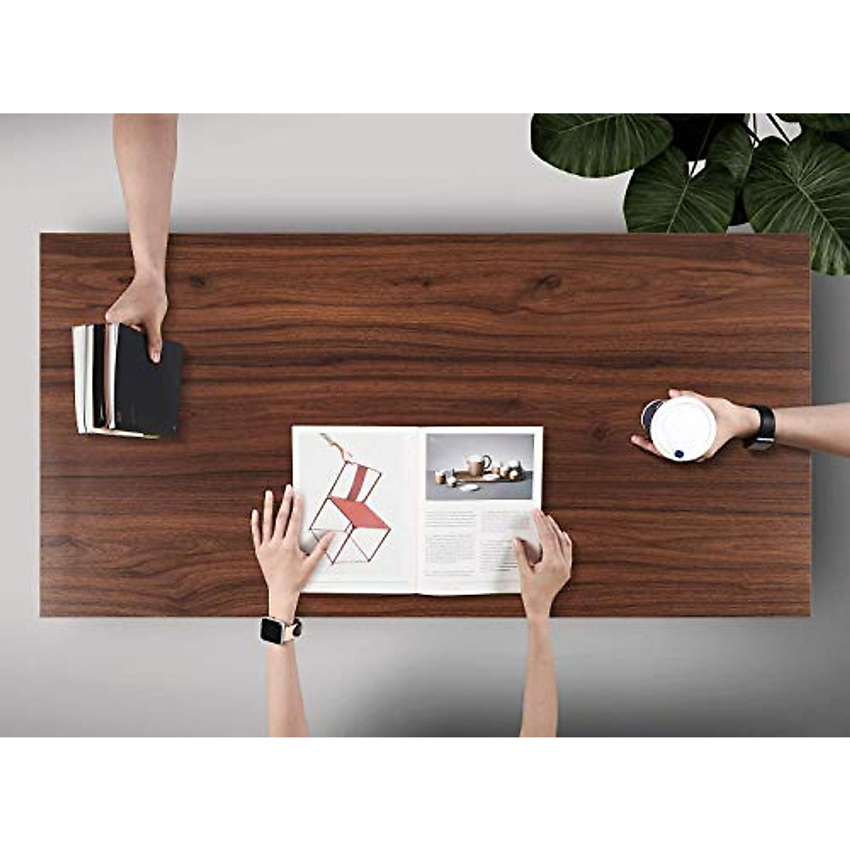 Cubiker Computer Desk 55 inch Home Office Writing Study Desk, Modern Simple Style Laptop Table with Storage Bag, Walnut