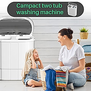 TOREAD Portable Small Washing Machine, 13.5Lbs Mini Compact Washer and Dryer Combo, 2 in 1 Apartment Washers with Twin Tub and Drain Pump for Laundry, Dorms, College, RV, Camping