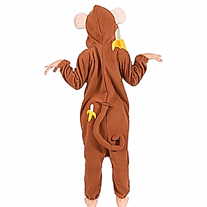 Kids Monkey Onesie Costume Boys Girls Animal Monkey Onesies Christmas Suit for Child Toddler with Banana Accessories