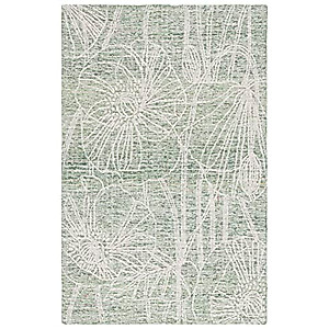 SAFAVIEH Metro Collection Area Rug - 8' x 10', Green & Ivory, Handmade Floral Wool, Ideal for High Traffic Areas in Living Room, Bedroom (MET875Y)