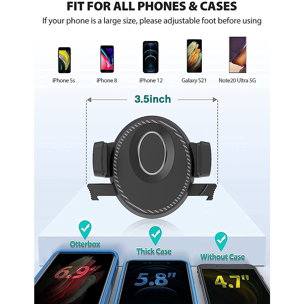 Leaflai 360 Rotatable Windshield Car Phone Holder, Compatible with iPhone 14, Samsung S21, LG G7, Sony Xperia, OnePlus 9 Pro/ 9R/ 8T