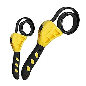 Gator parts Universal Rubber Strap Wrench Set,Jar Opener Pipe Multifunctional Wrench Tools for Mechanics Plumbers,Rubber Strap Adjustable Wrenches-2pcs