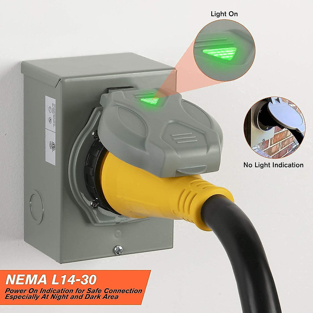 WELLUCK 30 Amp Generator Power Inlet Box, NEMA 3R Power Inlet Box Bundle with 15 Amp Flanged Inlet 125V, NEMA 5-15 RV Shore Power Inlet Plug