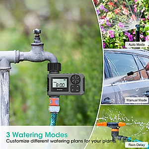 Outdoor Garden Hose Faucet Timers, Programmable Water Sprinkler Timer with Rain Delay/Manual/Automatic Drip Irrigation and Lawn Watering System for Yard, 1 Outlet