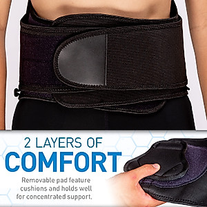 Franklin Sports Lower Back Brace - Adjustable Back Support Stabilizer - Comfortable Lumbar Support, Pain Relief + Compression - One Size