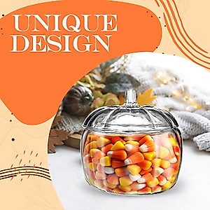 HOMESPHERE 70 oz. Glass Pumpkin Candy Jar with Lid – Large Storage Container for Halloween Treats, Candies and Cookies and Fall Décor Display