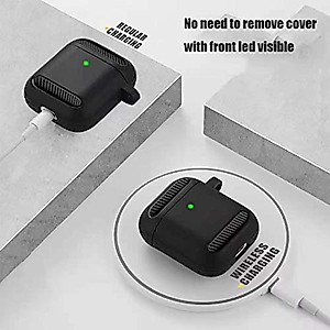 OETKER Compatible with Airpods Case Cover for Men with Keychain, Full-Body Shockproof Protective Airpod 2 Case Skin Accessories Air Pod Case for Airpods 2 & 1, Black