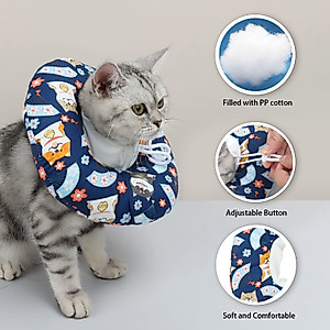 Coffea Adjustable Cat Cone Collar Soft, Cute Cat Recovery Collar, Surgery Recovery Elizabethan Collars for Cat and Kitten (Yellow, M)