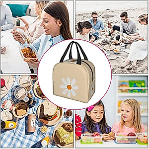 Insulated Lunch Bag Reusable Lunch Box For Women Men, Cooler Lunch Tote Bag With Front Pocket for Picnic Office Work, Cute aesthetic Floral Daisy