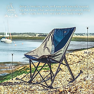 Dowinx Folding Rocking Camping Chair, Portable Outdoor Rocker for Patio, Garden, Lawn, Supports up to 300 lbs, Black