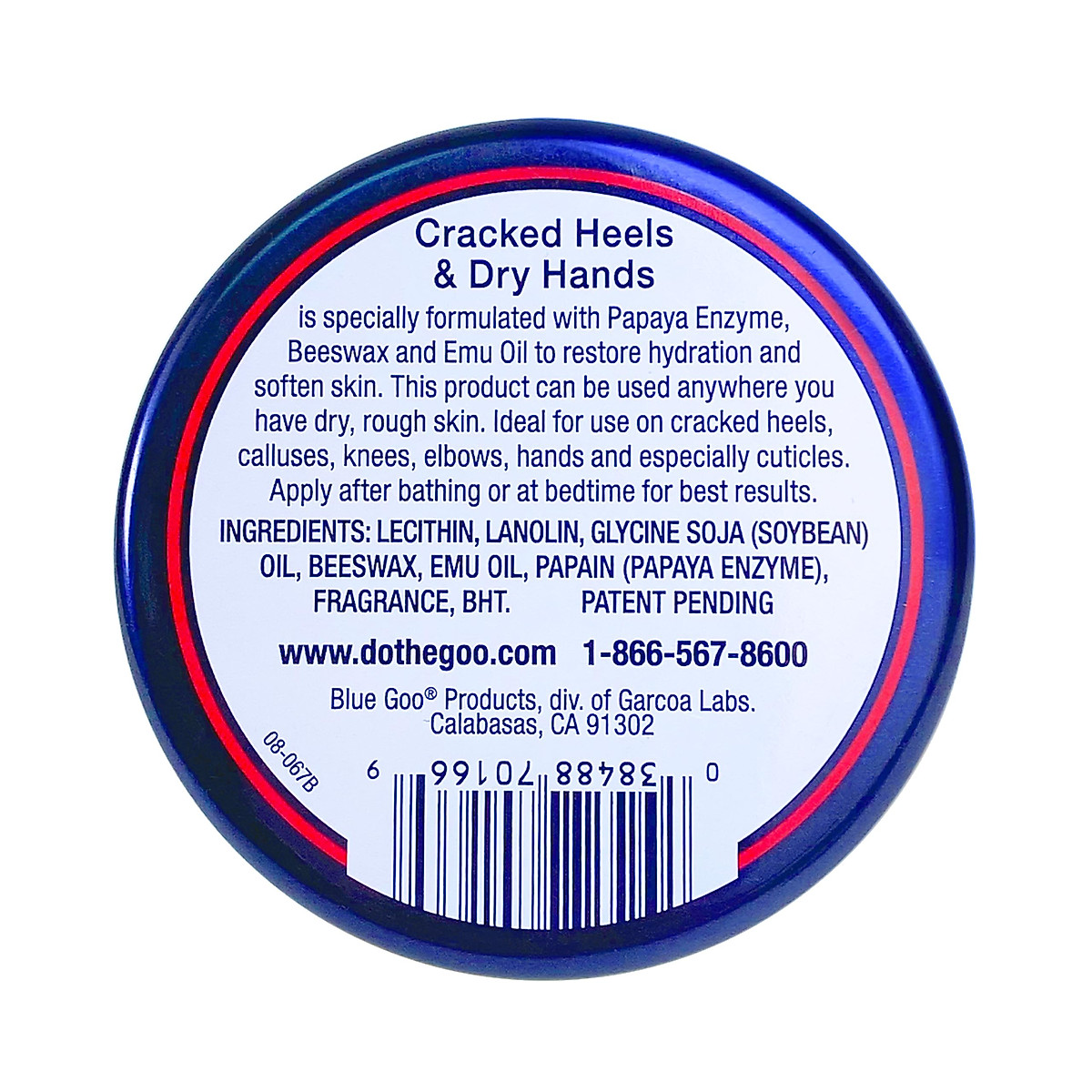 Blue Goo CRACKED HEELS & DRY HANDS Skin Softener for Dry Feet, Hands, Hydrating and Smoothing, Moisturizer, Dryness Relief, 2 Ounce, made with 100% PURE EMU OIL