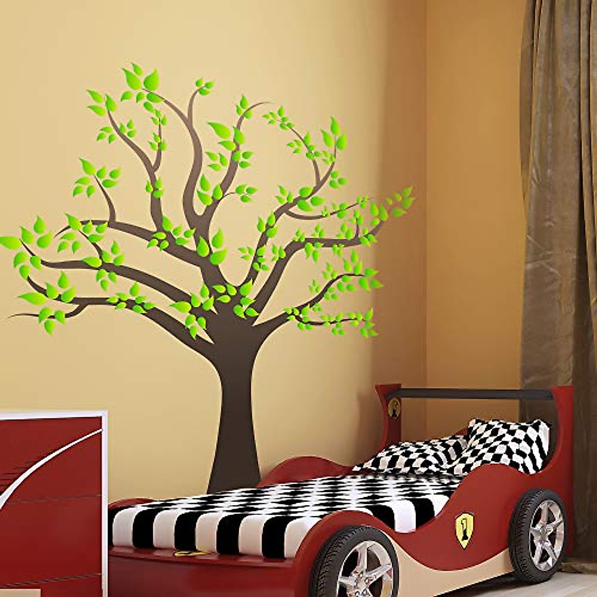 RW-1080 3D Green Tree Wall Stickers Family Photo Tree Wall Decal Removable Peel and Stick DIY Art Wallpaper for Kids Girls Babys Bedroom Bathroom Living Room Nursery Offices