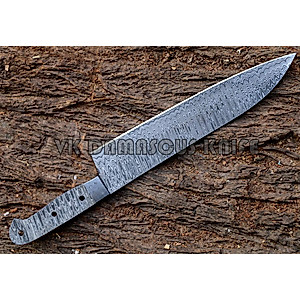 Forged Damascus Steel Chef Knife Blank Blade for Knife Making Diy Japanese Professional Kitchen Knives Blanks 15.00 Inches Jnr2031