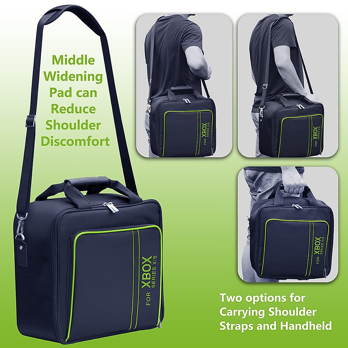 oamarando Carrying Case for XBOX ,Compatible with XBOX SERIES X/S, Travel Storage Bag for XBOX Controllers and Accessories,with Controller Protection Box (Black-Green)