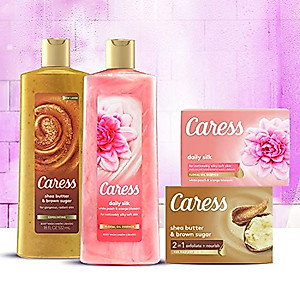 Caress Beauty Bar Soap For Silky, Soft Skin Daily Silk With Silk Extract and Floral Oil Essence 8 Bars 3 Count