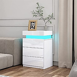 HIGOH Bedside Table LED Bedside Table Bedside Table Drawer Bedside Table Modern Bedside Lamp with Frame
