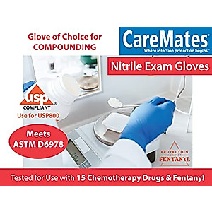 CareMates Nitrile Medical Exam Gloves, Latex Free Rubber, Powder Free, Extra Strong, 4 Mil Thick, Certified for Home Infusion, First Aid, Food Safe, Cleaning Gloves, Large, 100-count