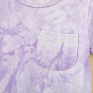 Aruzig Toddler Baby Girl Tie dye Outfit Kids Short SleeveT-Shirt and Shorts 2Pcs Summer Clothes Set for Girls (Purple White, 2-3T)