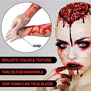 2Pcs Halloween Makeup Fake Blood Suit --- Coagulated Blood+Fake Blood Spray, Lifelike And Washable, Suitable For Special Effect Zombie Bride, Vampire And Monster SFX Horror Clown Makeup