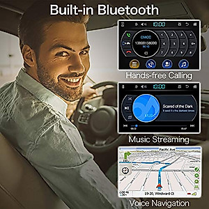Double Din Car Stereo System - ABSOSO 7 Inch HD Touchscreen MP5 Car Player - Bluetooth Car Radio Receiver Supports PhoneLink Rear Front View Camera AM/FM USB/SD/AUX Input Steering Wheel Control