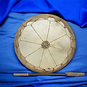 GMP Traditional Frame Drum/Bodhran with Handle, 15" Diameter | Natural Goatskin Head, Comes with Wood and Leather Mallet