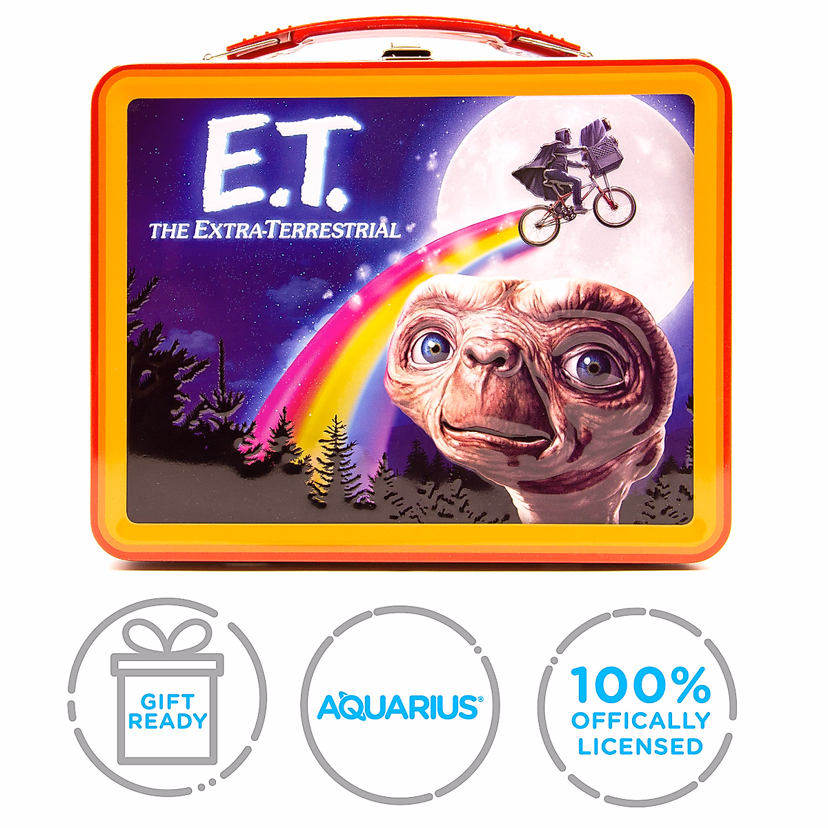 AQUARIUS E.T. Fun Box - Sturdy Tin Storage Box with Plastic Handle & Embossed Front Cover - Officially Licensed E.T. Merchandise & Collectible Gift (48288)