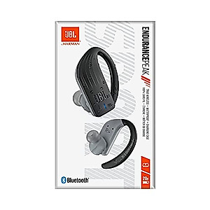 JBL ENDURANCE PEAK - True Wireless Earbuds, Bluetooth Sport Headphones with Microphone, Waterproof, up to 28 hours Battery, Charging Case and Quick Charge, Works with Android and Apple iOS (black)