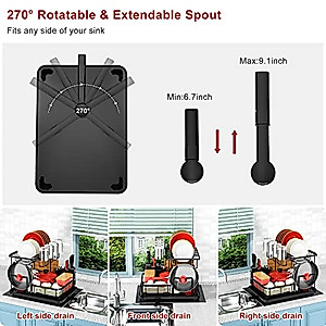 Cibert Dish Drying Rack with Drainboard Set, 2 Tier Dish Racks for Kitchen Counter, Black Dish Drainer Set, Kitchen Dish Drying Rack with Dish Drying Mat, Large Dish Drainer Rack with Utensil Holder