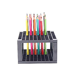 Arte Vita 96 Hole Plastic Pencil & Brush Holder Multi Bin Organizer - Desk Stand Holding Rack for Markers, Paint Brushes, Colored Pencils, Pens
