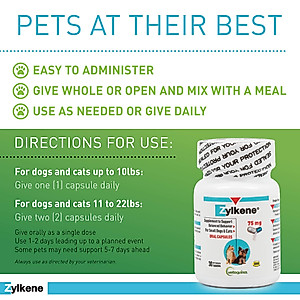 Vetoquinol Zylkene Calming Support Supplement for Small Dogs and Cats, Helps Promote Relaxation and Reduce External Stress Factors, Daily Behavioral Support and Anxiety Relief for Dogs and Cats, 75mg