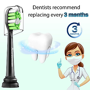 Aoremon Replacement Brush Heads for Sonicare - Electric Toothbrush Heads Compatible with Philips Sonicare W 6100 5300 4100 & Most Snap-on Toothbrush Modle, Black 10PCS