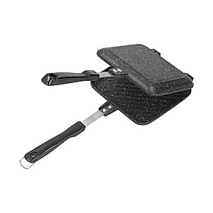 Lazmin112 Nonstick Double Sided Frying Pan, Breakfast Pot Aluminum Alloy Flip Tray Barbecue Plate for Indoor and Outdoor Cooked Chicken Fish